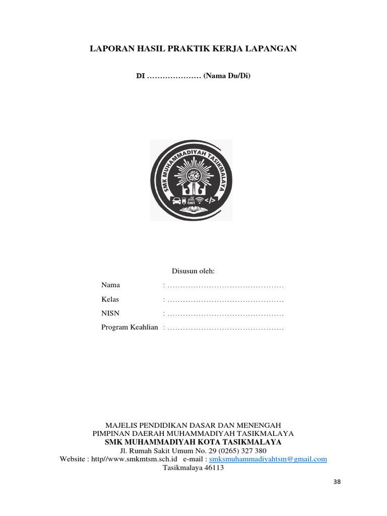 Contoh Cover Makalah Laporan PKL | PDF