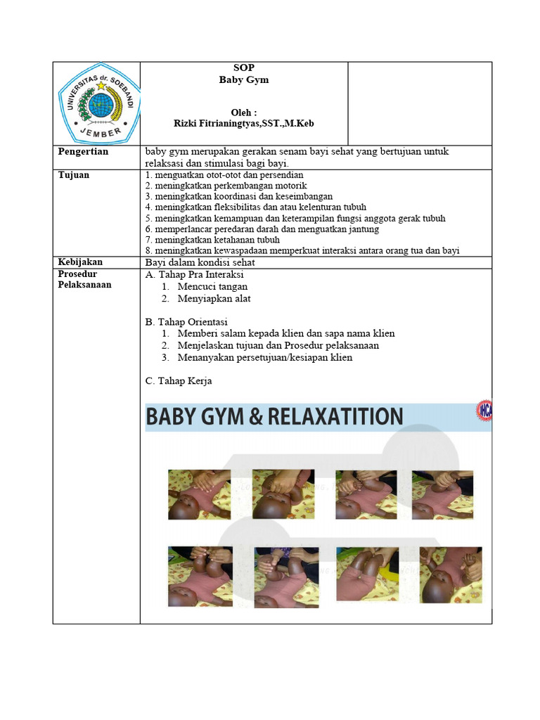 Sop Baby Gym | PDF | Karier & Perkembangan | Kesehatan Holistik