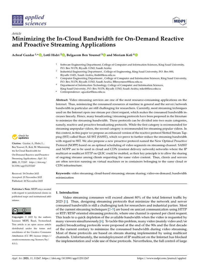 Minimizing The In-Cloud Bandwidth For On-Demand Re | PDF | Streaming ...