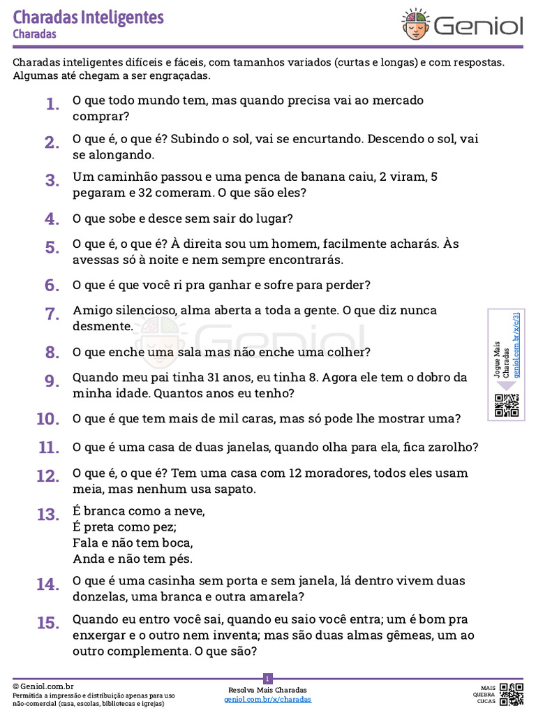 Charadas Inteligentes e Engraçadas | PDF | Tailândia