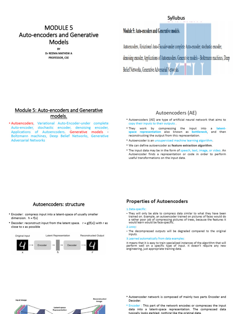 MODULE 5 Auto-Encoders and Generative Models | PDF