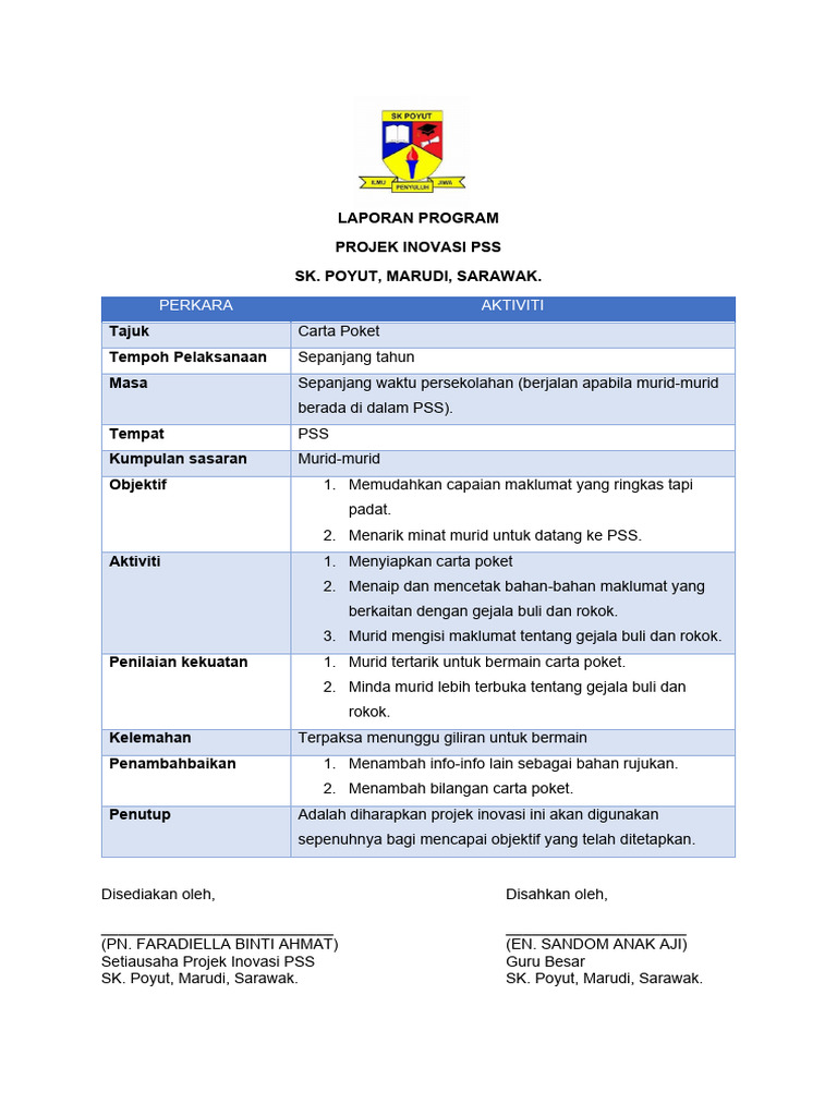Laporan Projek Inovasi PSS | PDF