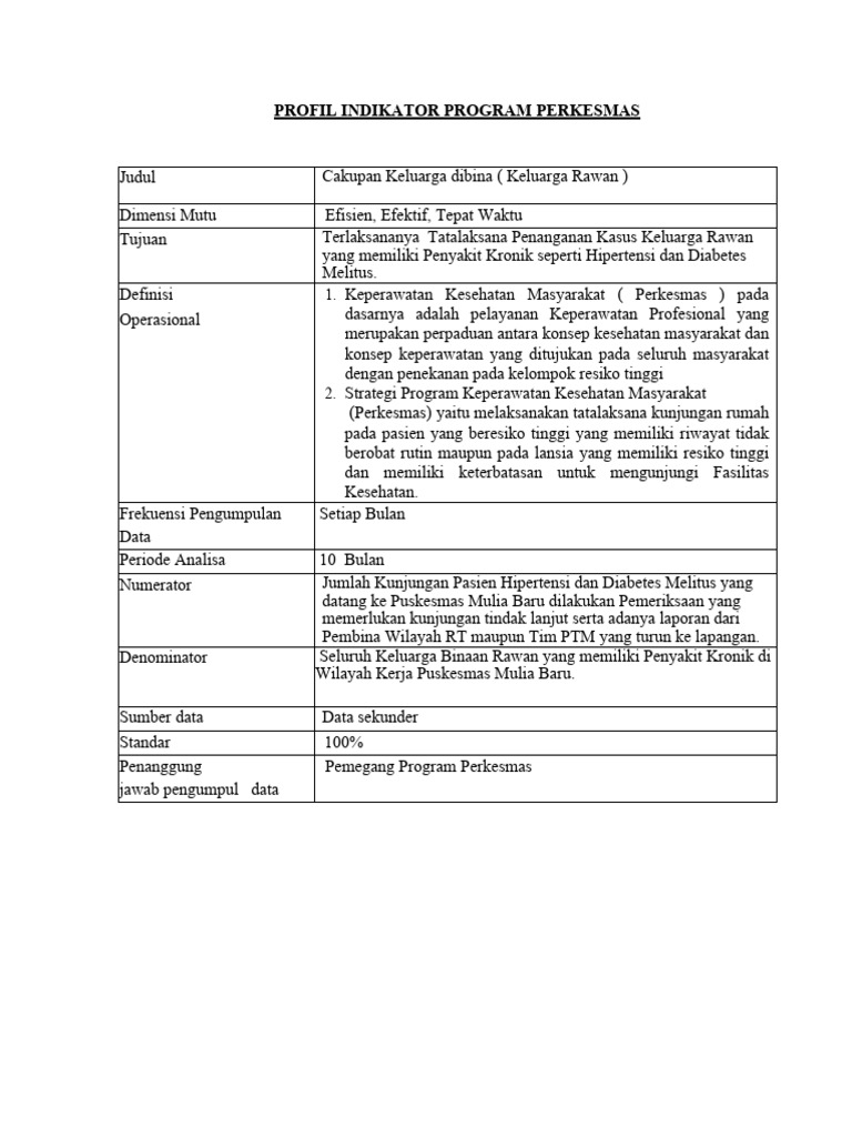 Profil Indikator Program Mutu Perkesmas 2023 FIX | PDF