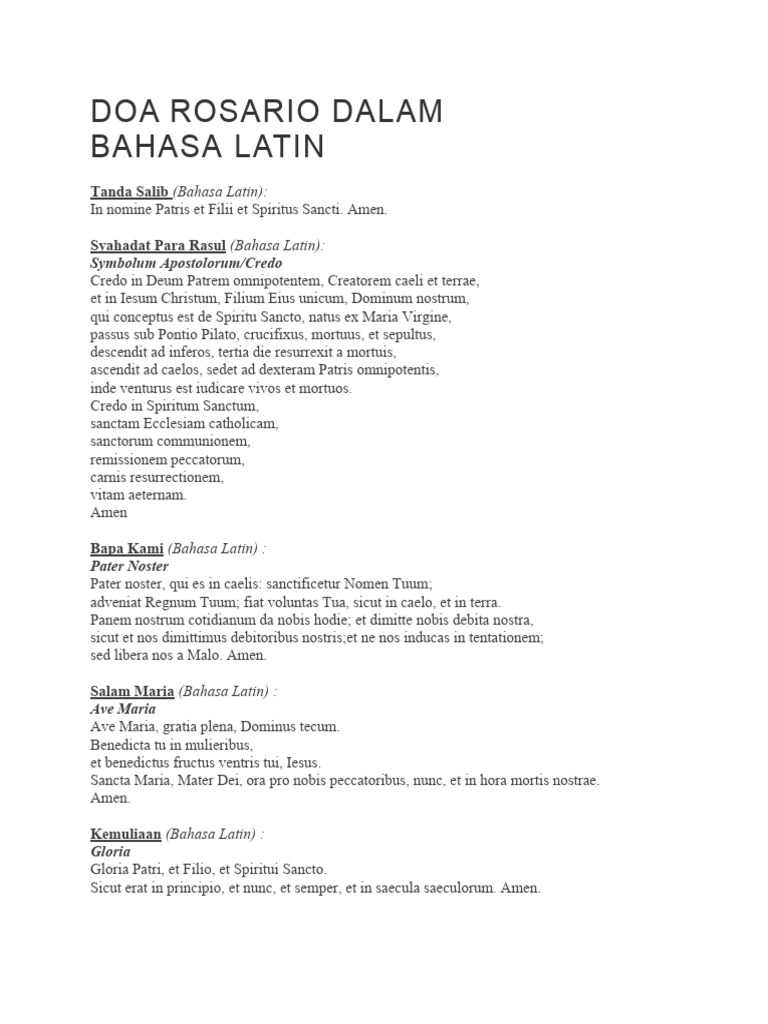 Doa Rosario Dalam Bahasa Latin | PDF