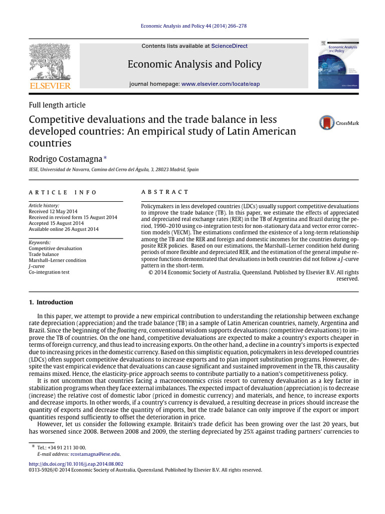 Competitive Devaluations and The Trade Balance in Less | PDF | Exchange ...