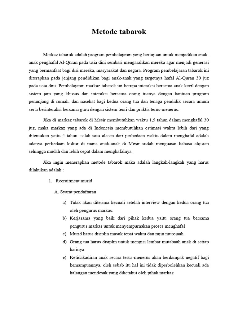 Metode Tabarok New | PDF