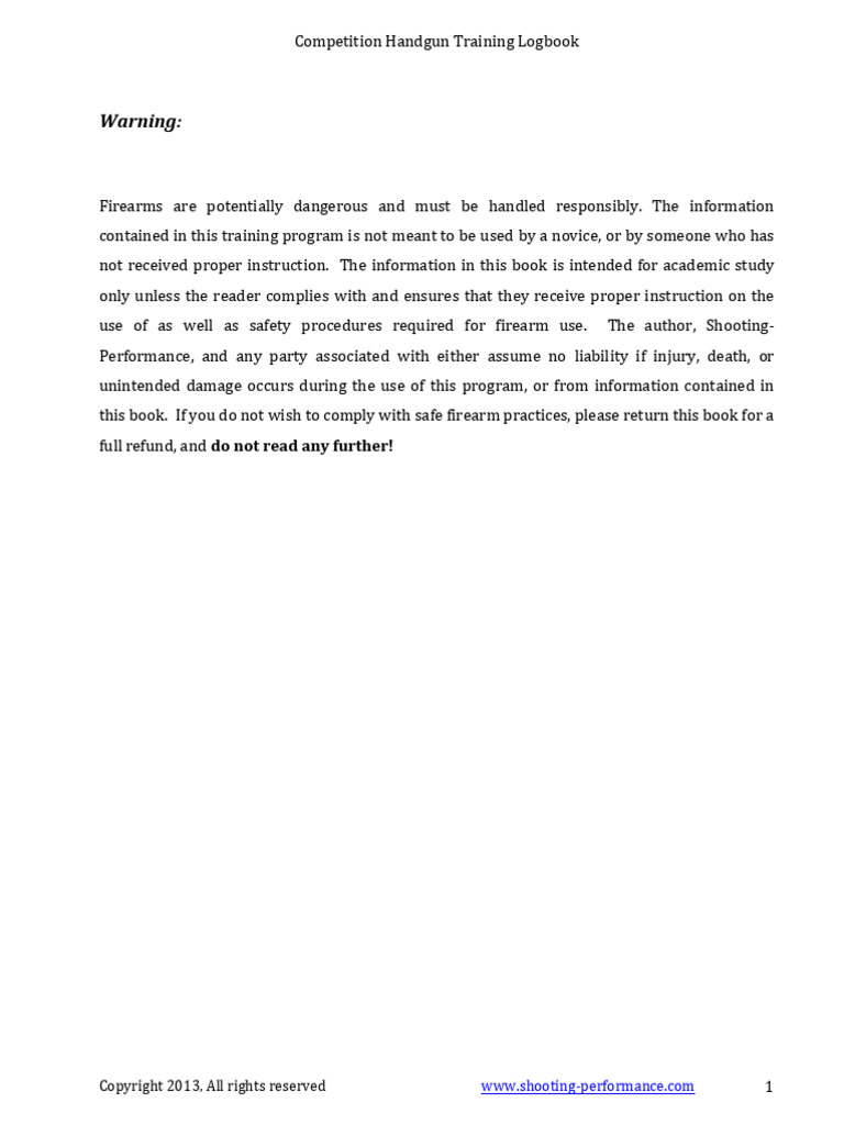 Competition Handgun Performance Logbook | PDF