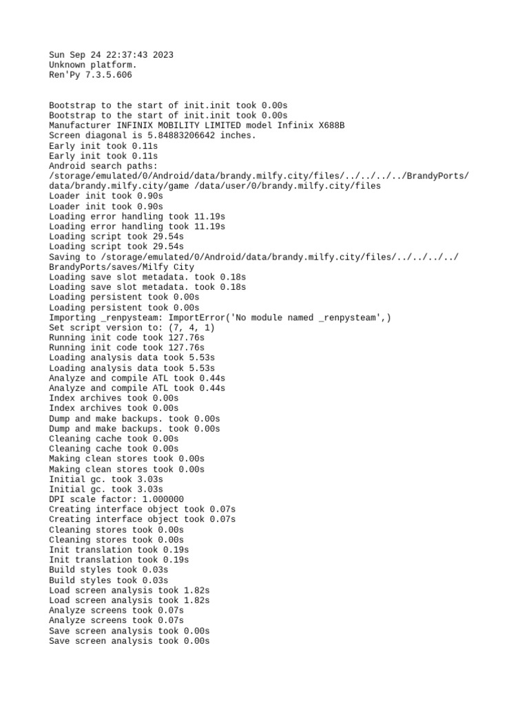 Ren'Py Init Log for Infinix X688B | PDF | Games & Activities | Computers