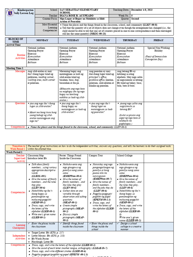 Kindergarten DLL MELC Q2 Week 5 Asf | PDF | Question | Quantity
