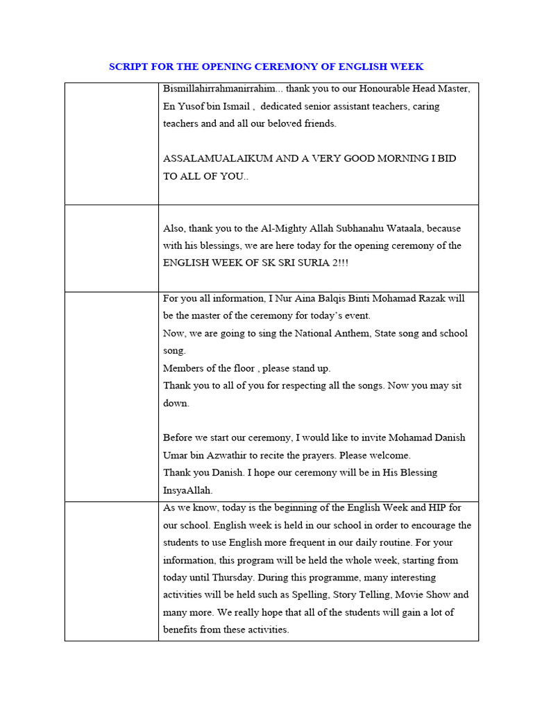 Emcee Text English Week Launching | PDF | Art