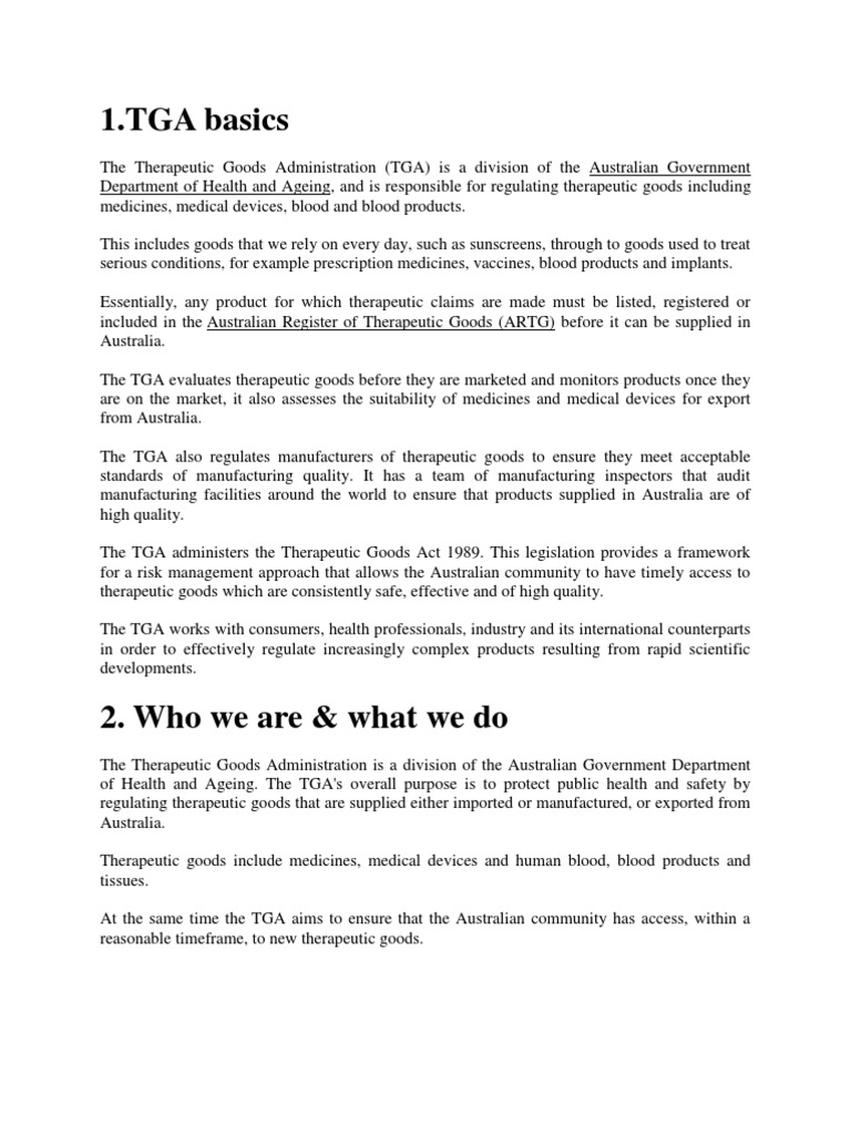 TGA | PDF | Pharmaceutical Drug | Medical Device