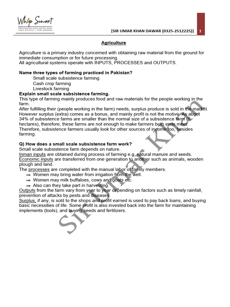 Agriculture Notes Final Updated | PDF | Sugarcane | Agriculture