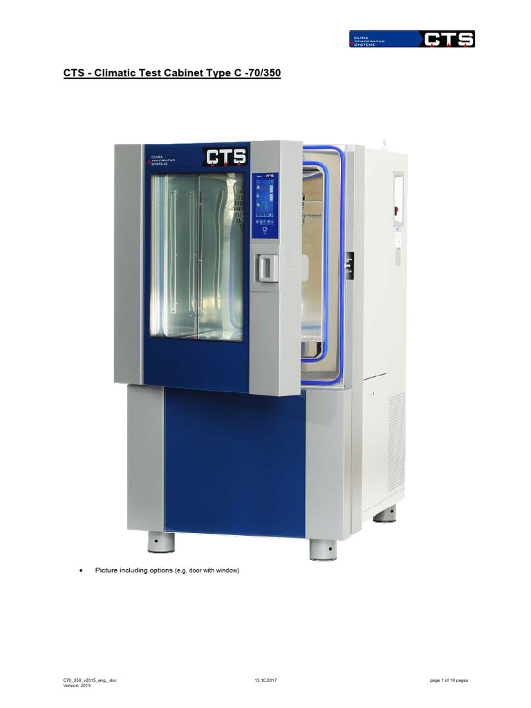 CTS - Climatic Test Cabinet Type C - 70/350: Picture Including Options ...