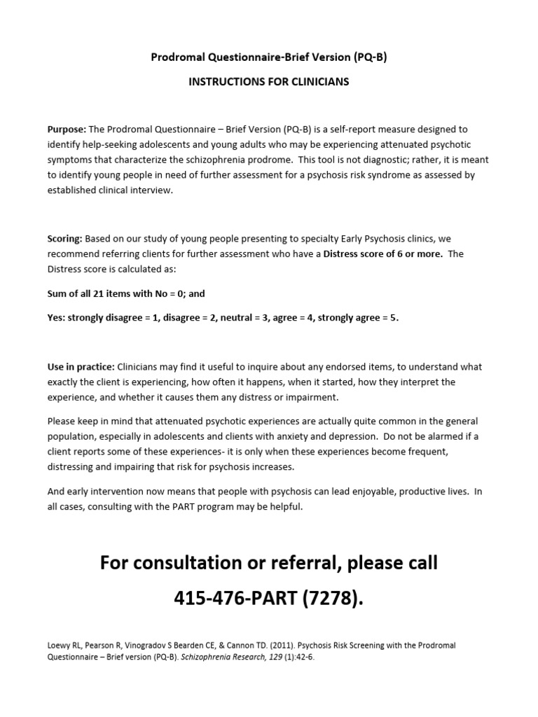 PQ-B: Clinician's Guide to Assessment | PDF | Career & Growth | Self ...