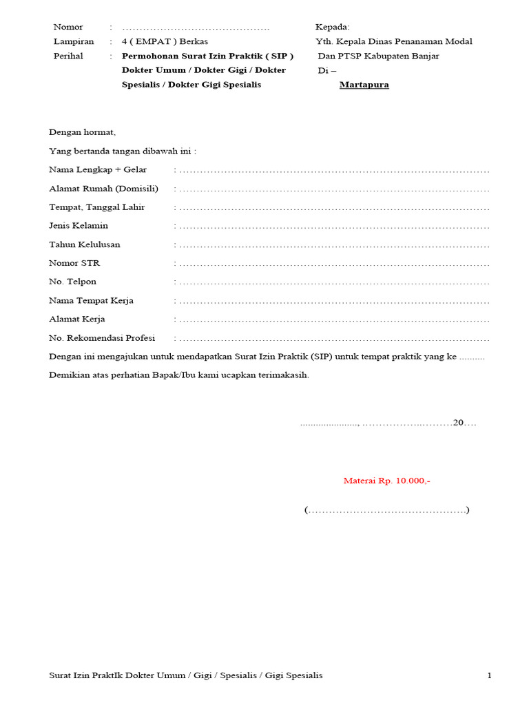 Formulir Dokter Lengkap | PDF