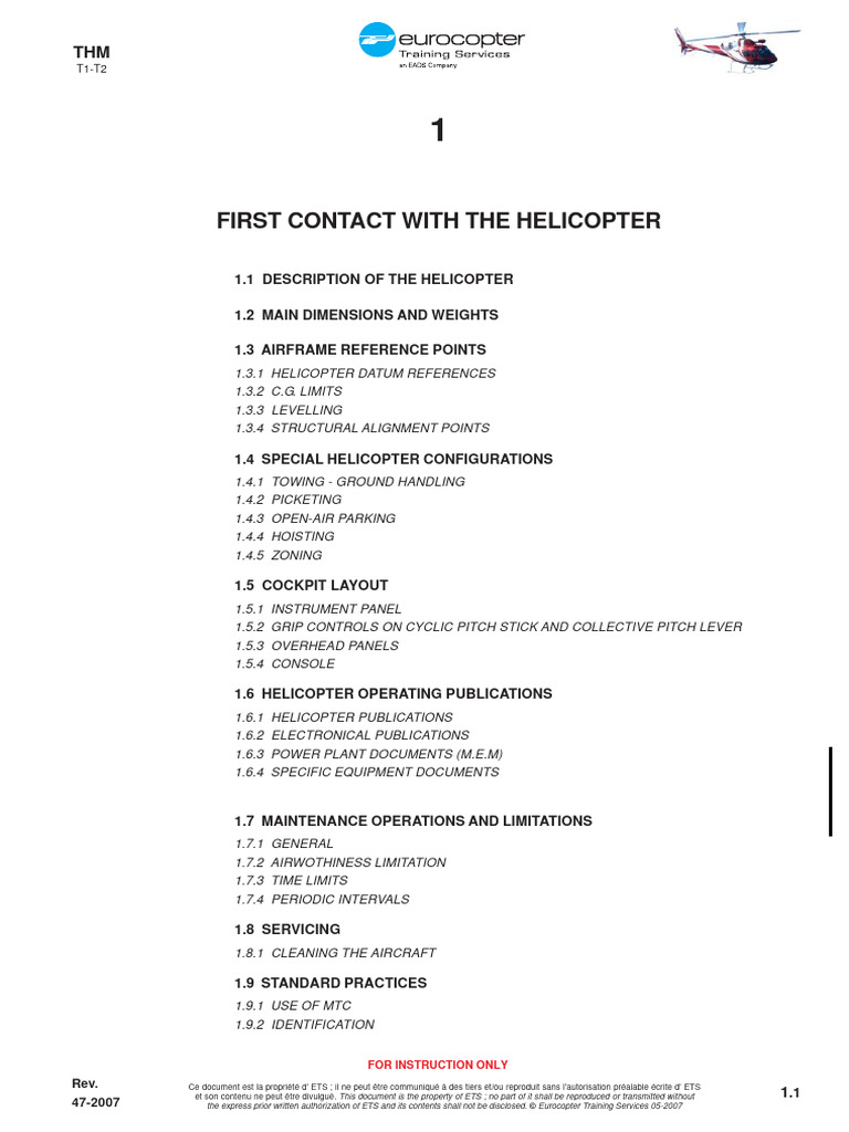 First Contact With The Helicopter: For Instruction Only | PDF ...