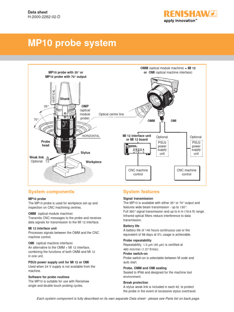MP10 CNC Touch Probe System Overview | PDF