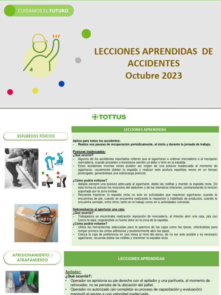 Lecciones Aprendidas Accidentes Octubre 2023 | PDF