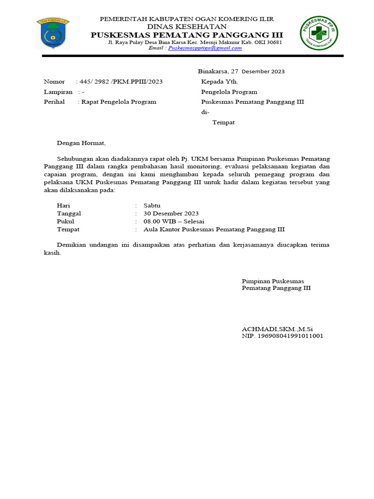 Surat Undangan Kegiatan UKM | PDF