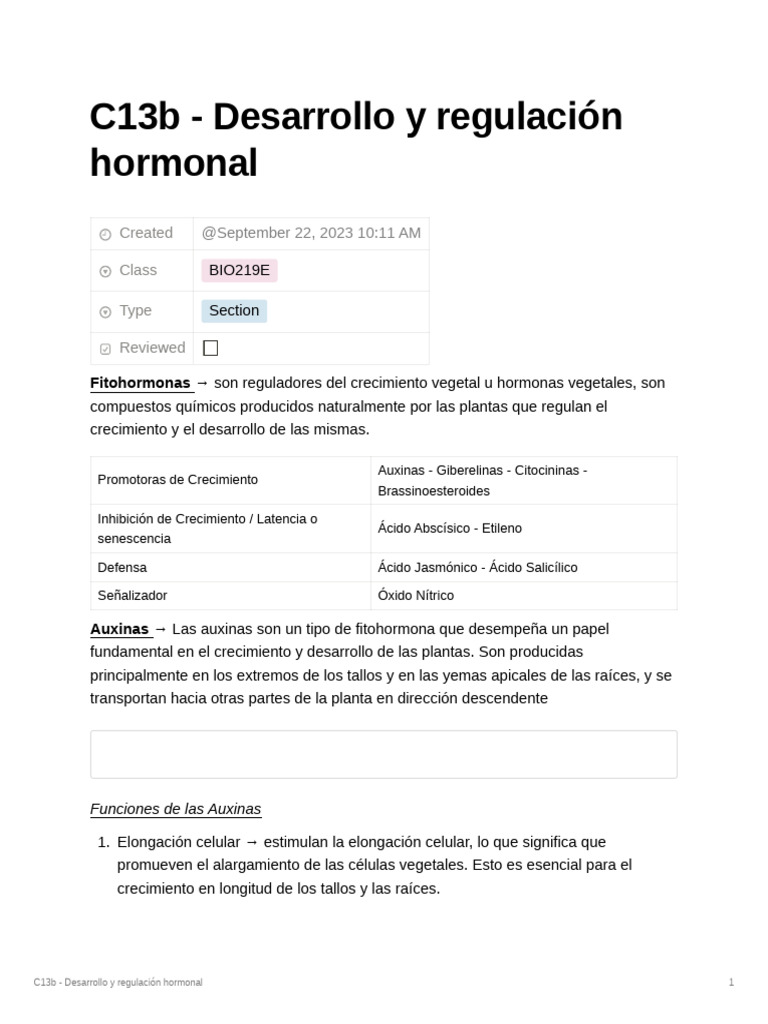 C13b - Desarrollo y Regulación Hormonal | PDF