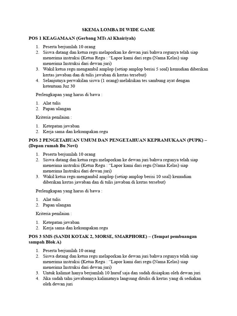 Skema Lomba Di Wide Game MTS | PDF