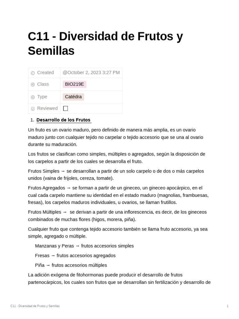 C11 - Diversidad de Frutos y Semillas | PDF