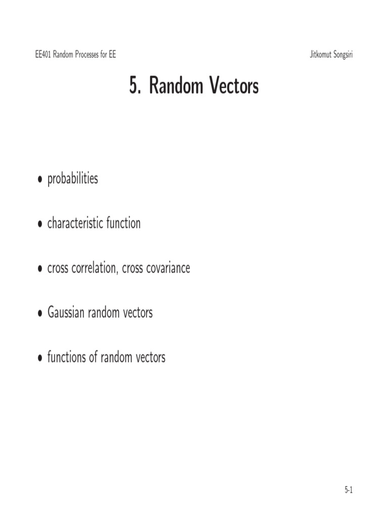 Random Vectors | PDF | Teaching Methods & Materials