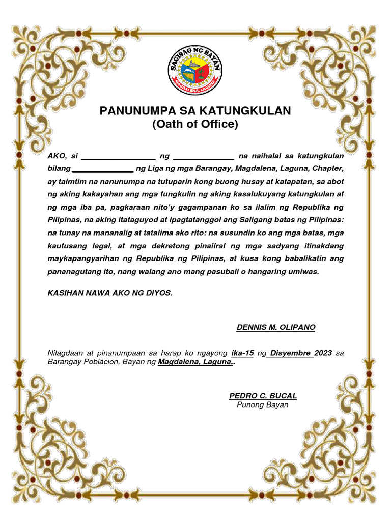 Oath of Office LNB | PDF