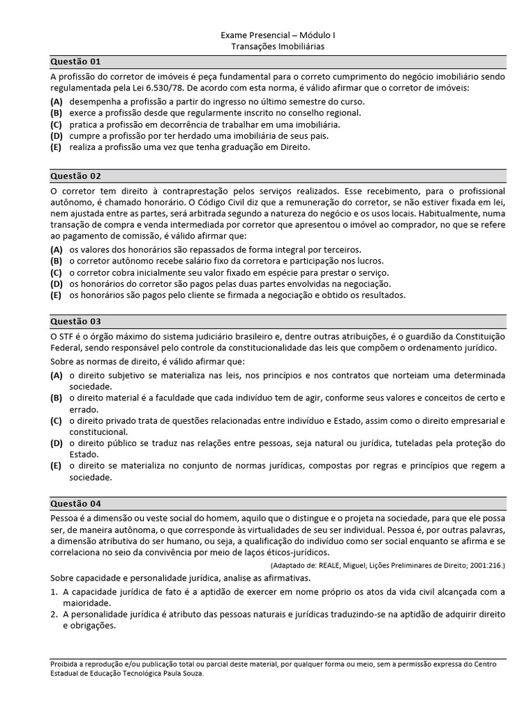 Tti 1 Prova Simulado | PDF | Economia | Fluxo de caixa