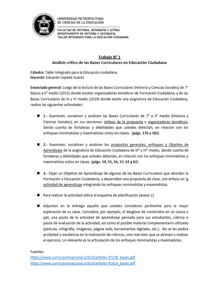 2021 an Lisis Bases Curriculares Taller Integrado Educaci n Ciudadana | PDF