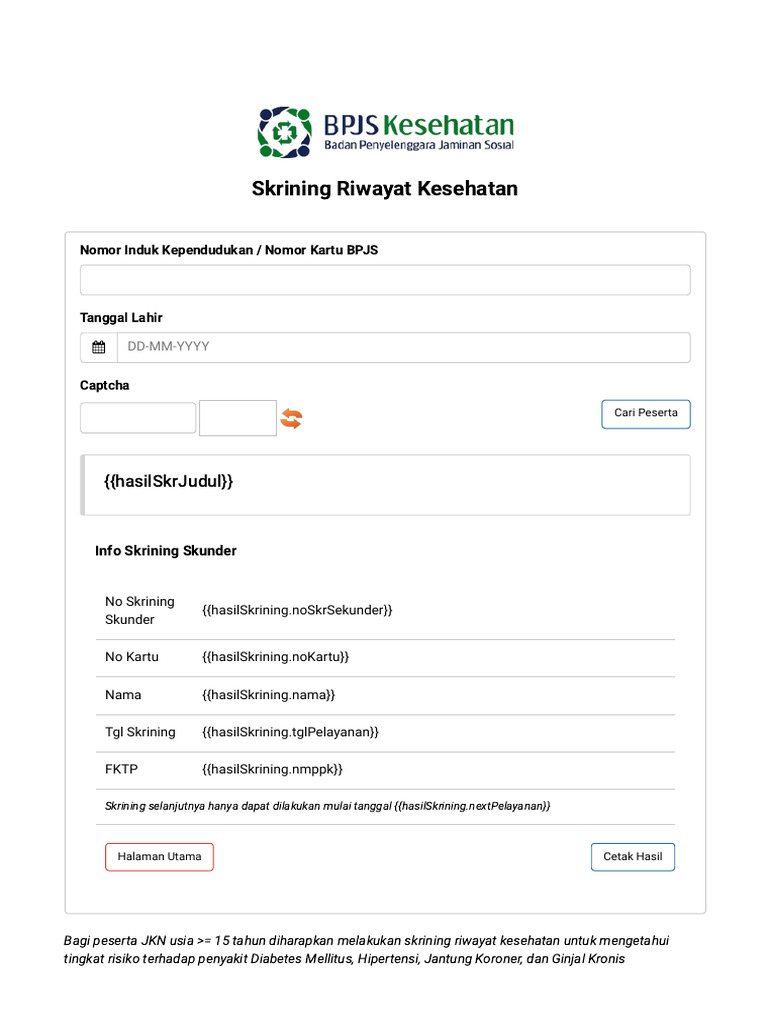 Web Skrining BPJS Kesehatan | PDF