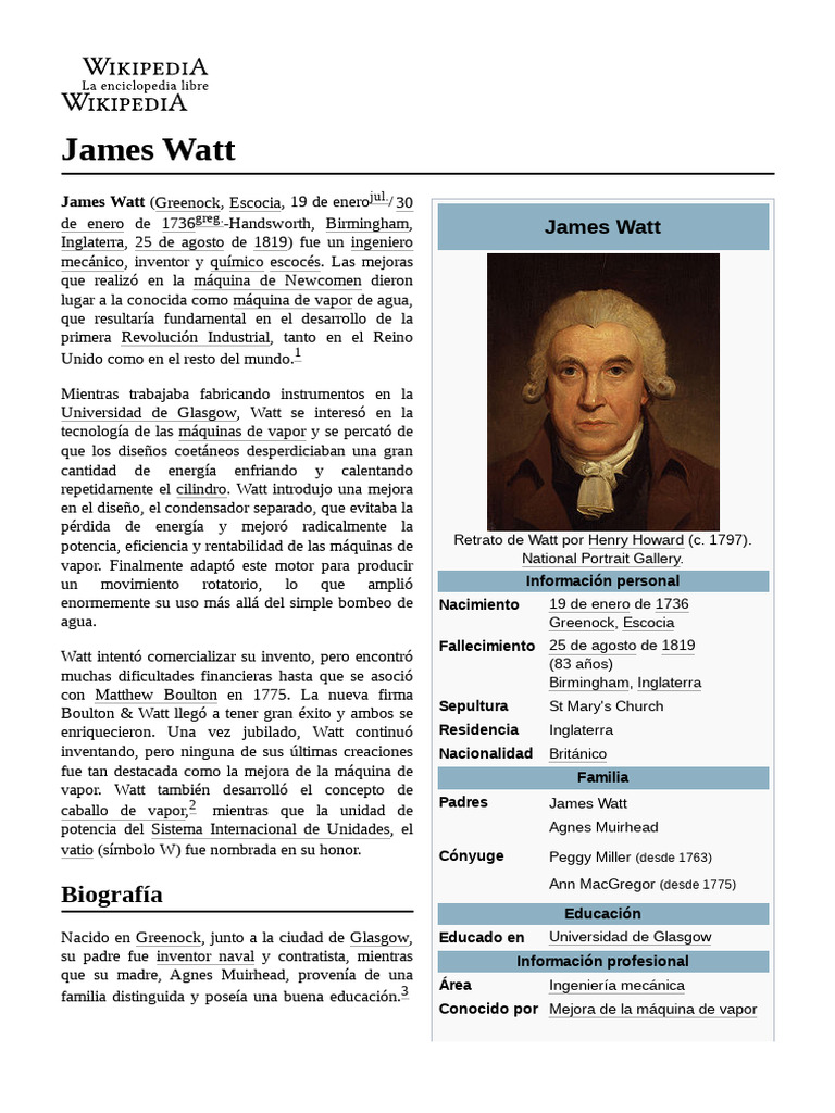 James Watt | PDF | James Watt | Máquina de vapor