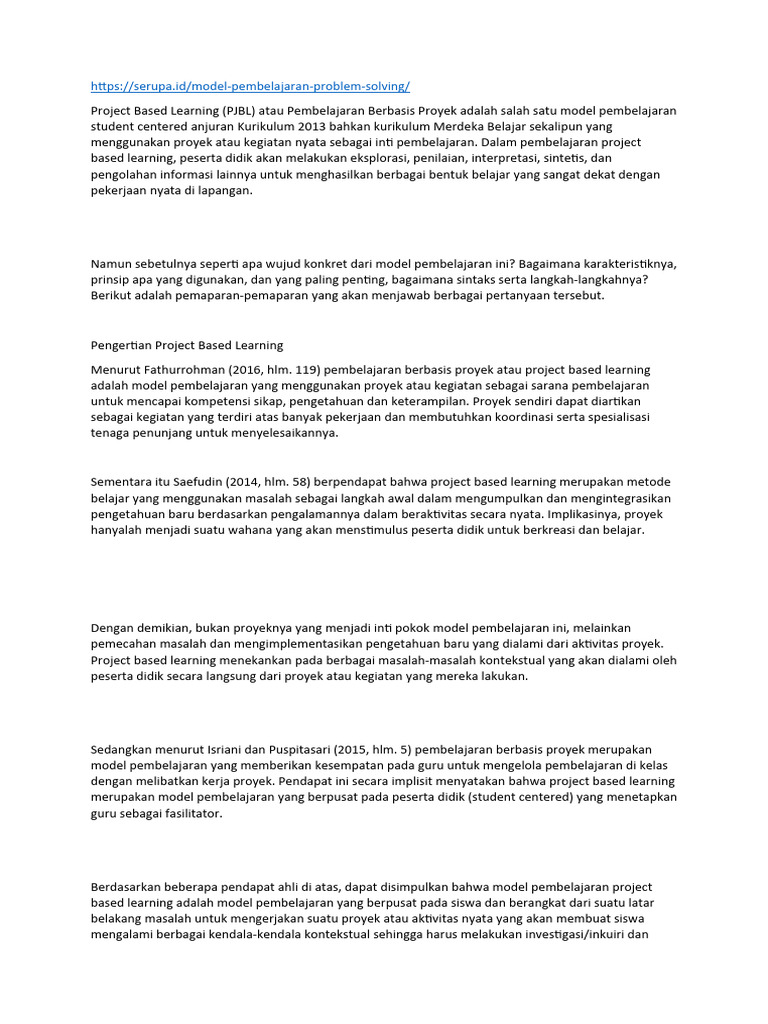 Project Based Learning | PDF