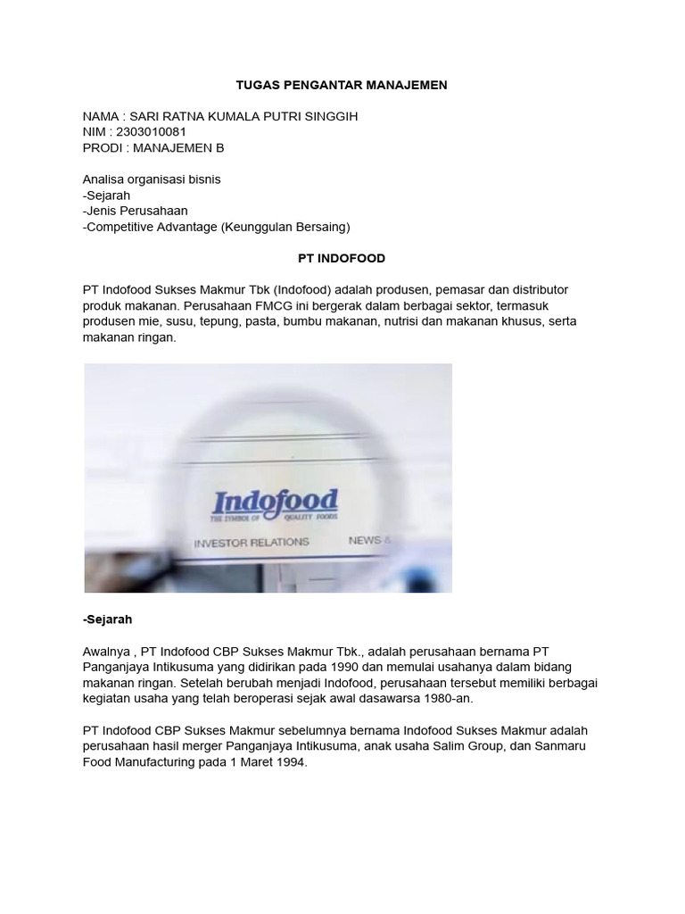 Sari Ratna Kumala - KLSMJB - Tgs 1 Pengantar Manajemen | PDF