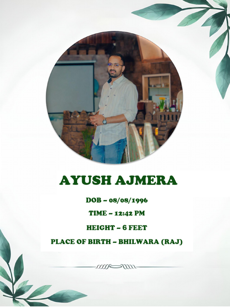 Ayush Ajmera Biodata-Final | PDF