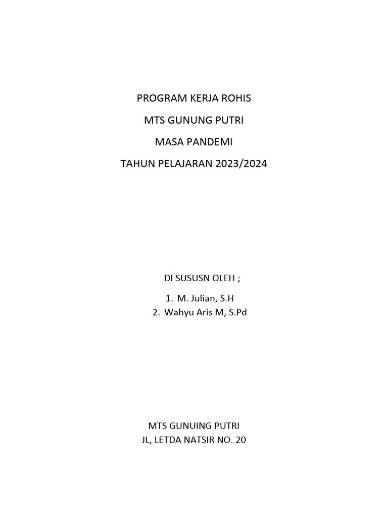 Program Kerja Rohis 2023 - 2024 | PDF