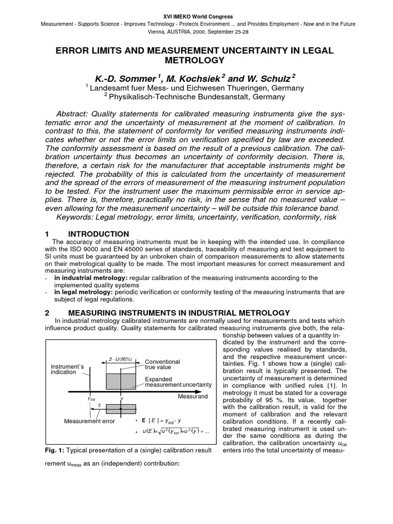 Error Limits and Measurement Uncertainty in Legal Metrology | PDF ...