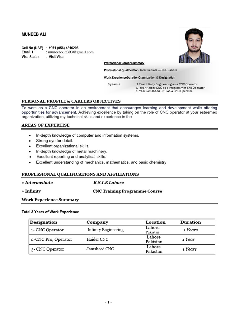 Muneeb CVV | PDF | Engineering | Numerical Control