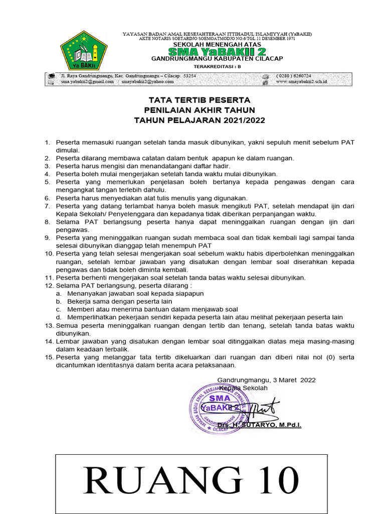 Tata Tertib Peserta PAT 2022 | PDF