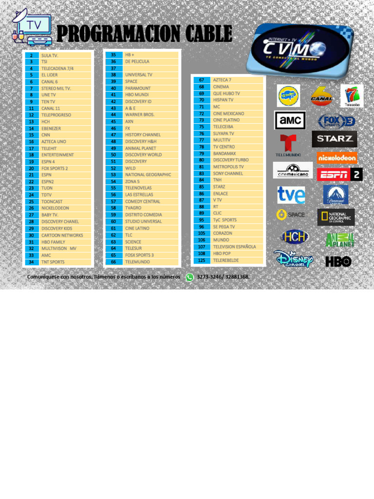 Guia de Canales | PDF | Compañías de entretenimiento | Televisión por cable