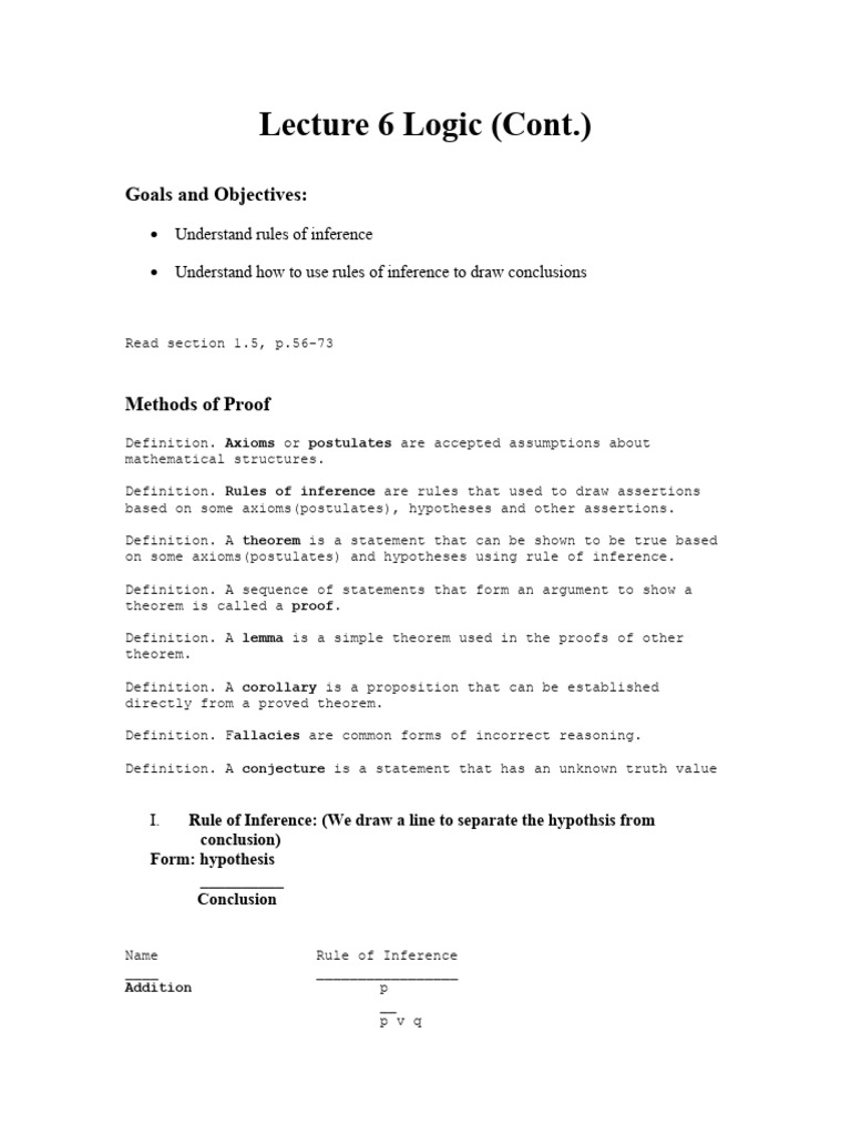 Lecture 6 | PDF | Theorem | Axiom
