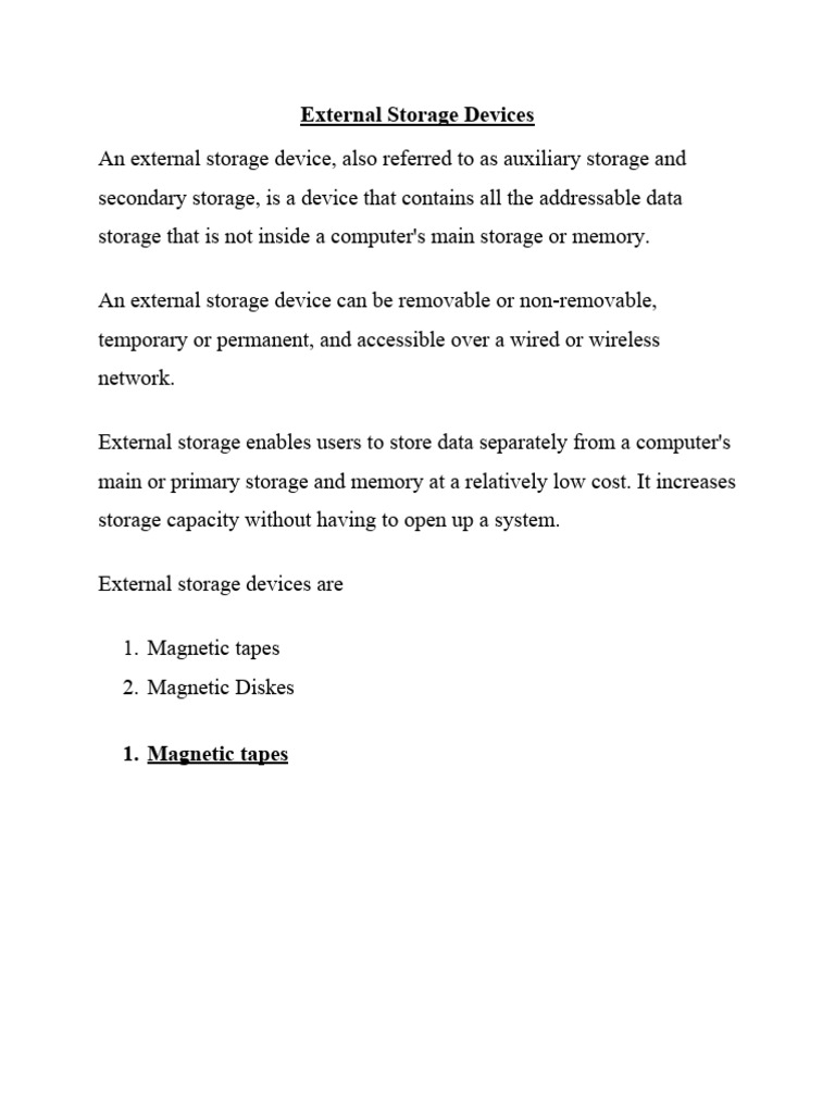 Understanding External Storage Devices | PDF | Teaching Methods ...