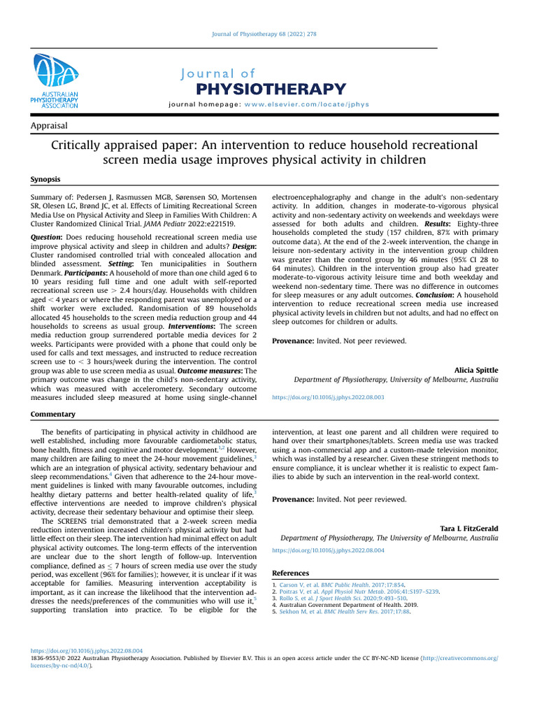 Critically Appraised Paper An Intervention To Reduce Househ - 2022 ...