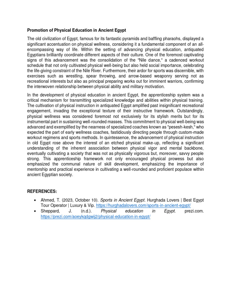 Promotion of Physical Education in Ancient Egypt | PDF | Ancient Egypt ...