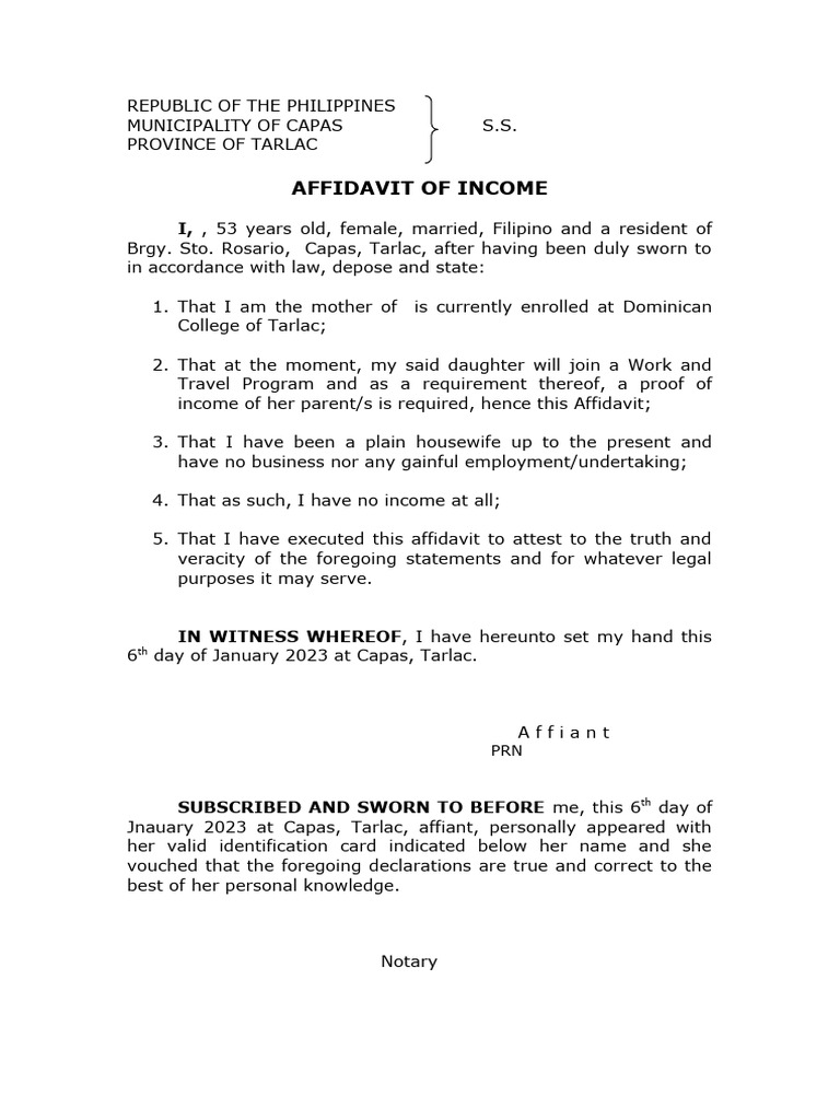 affidavit of non-employment- | PDF