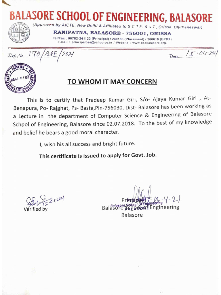 Experience Certificate Bse | PDF