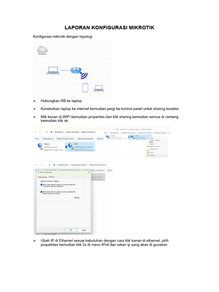 Laporan Konfigurasi Mikrotik | PDF | Teknologi & Rekayasa