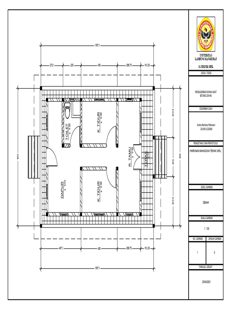 Denah Autocad Rumah Adat Banjar | PDF