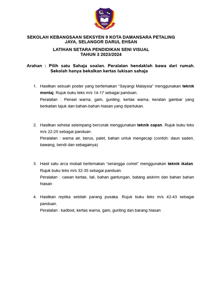 Uasa PSV Tahun 3 2023 | PDF