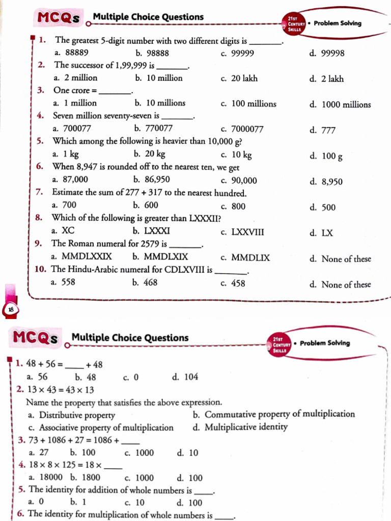 Class 6 MCQ Assignment | PDF